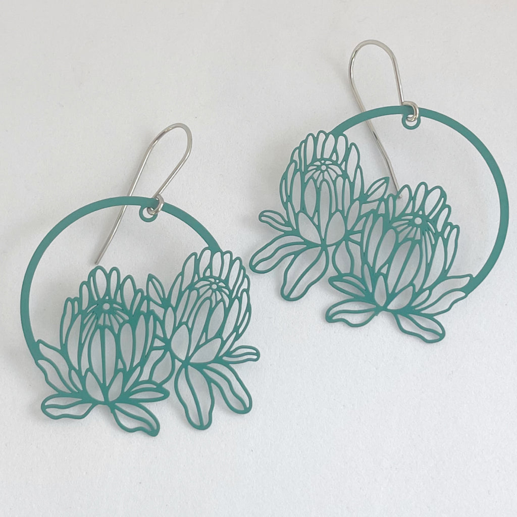 Protea Teal Earrings - Venus Flytrap